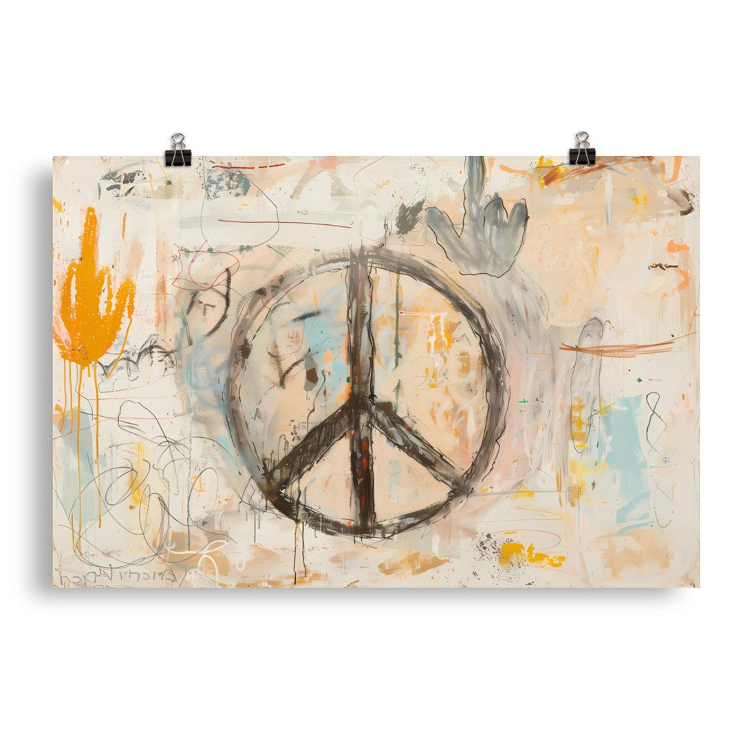 Abstract Painting Peace Sign Poster Print Maximalist Design Wall Art ...