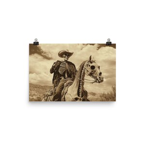 Cowboy Halloween Poster Print Skeleton Horse Creepy Wall Art Horror ...