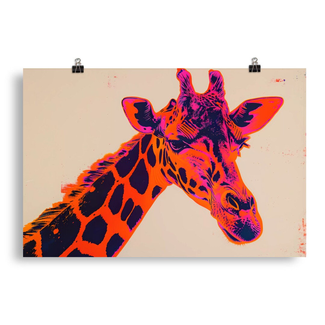 Giraffe Poster Print Zoo Animal Kids Room Decor Maximalist Design Fun ...