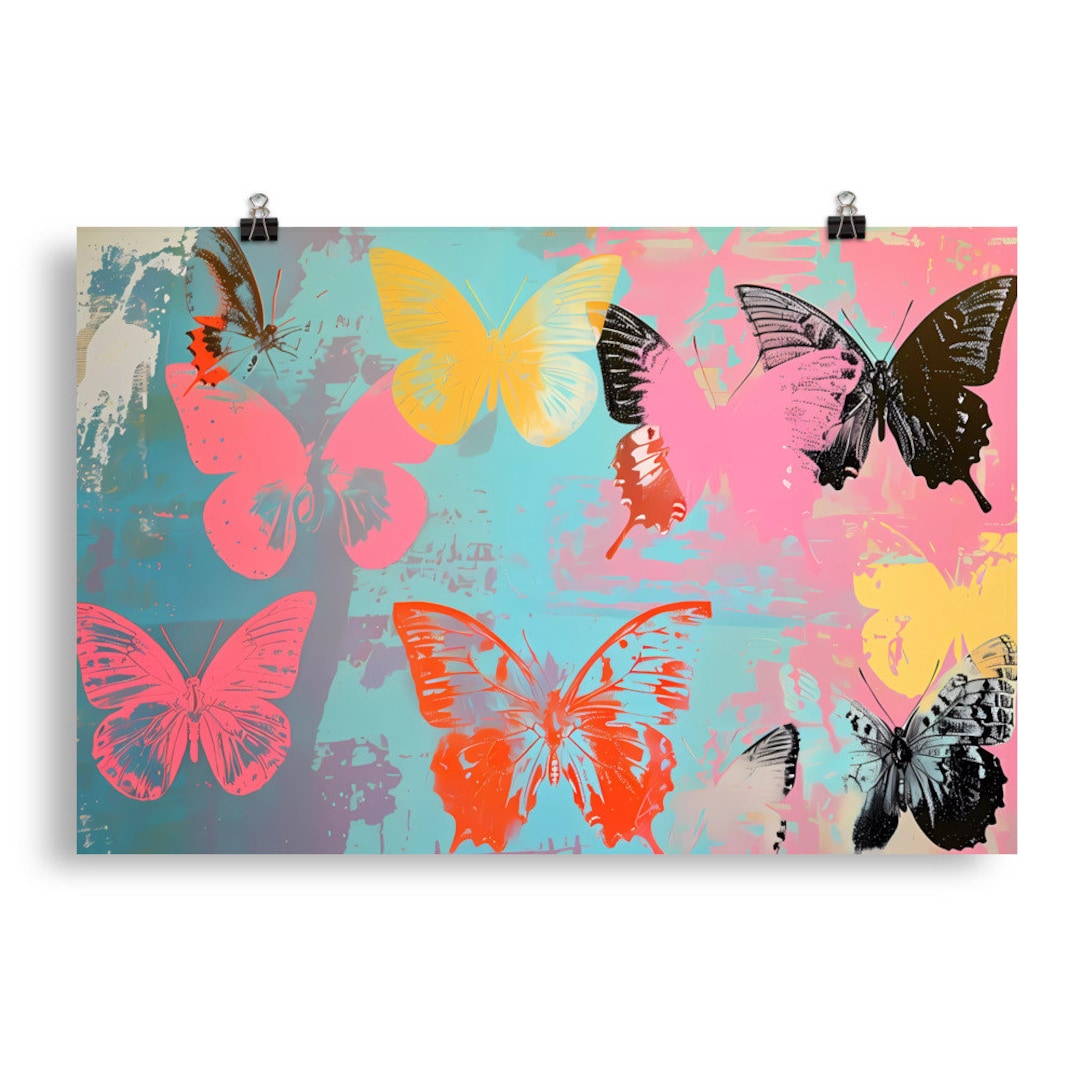 Butterfly Abstract Painting Poster Print Maximalist Design Butterflies ...