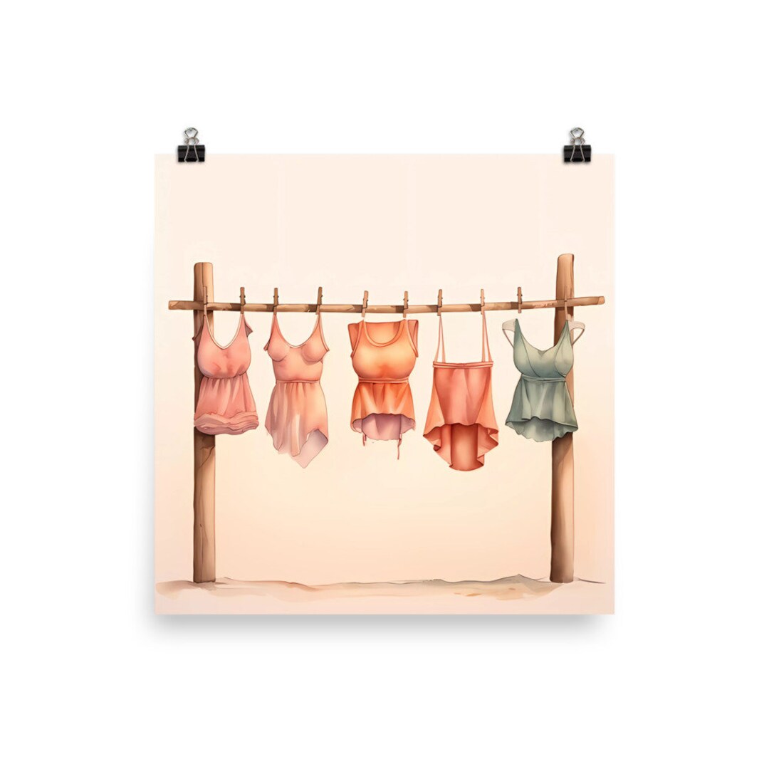 Vintage Clothing Line Poster Retro Style Drawing Wall Art Womans ...