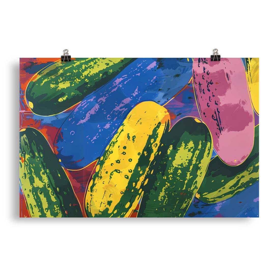 Pickle Painting Poster Cucumber Wall Art Food Kitchen Home Decor Print ...