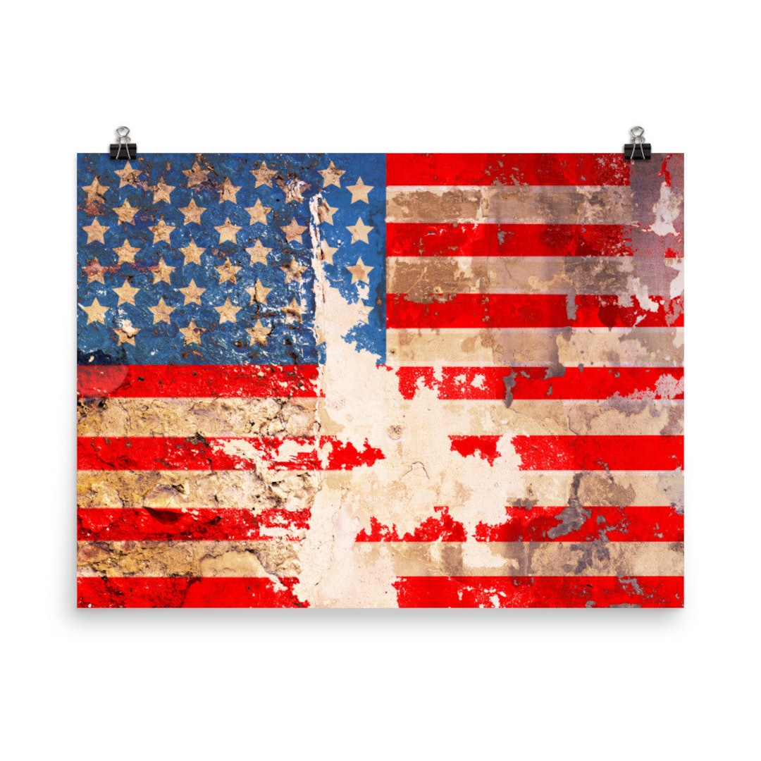 American Flag Poster Rustic Home Decor Americana Wall Art Home of the ...