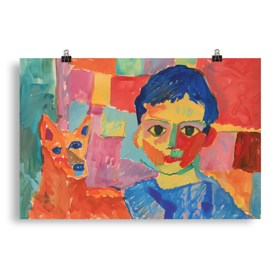 Boy and His Dog Abstract Painting Poster Print Home Decor Gift - Etsy