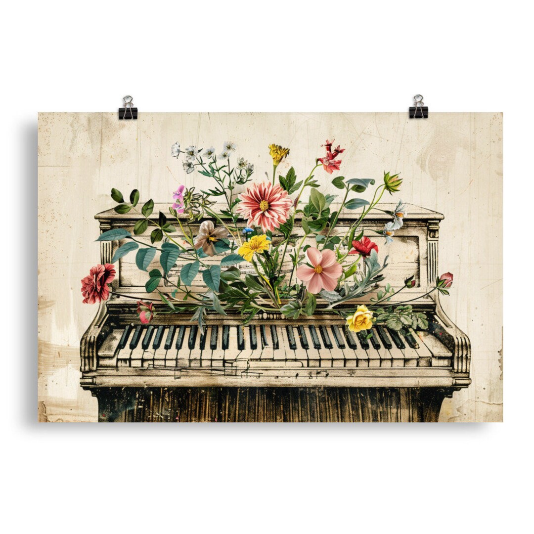 Floral Piano Poster Print, Shabby Chic Rustic Home Decor - Etsy