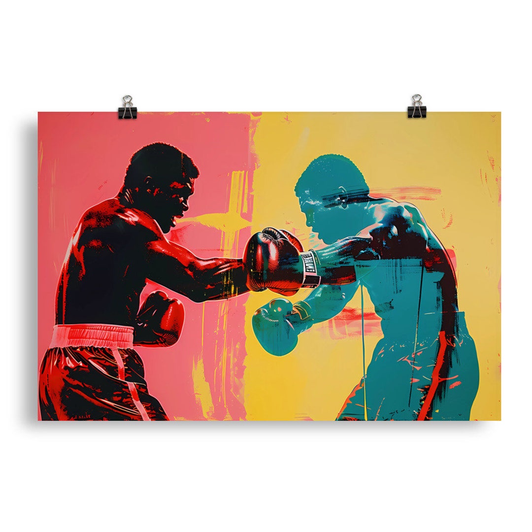 Retro Boxing Abstract Painting Poster Fighting Wall Art 80's 90's Style ...