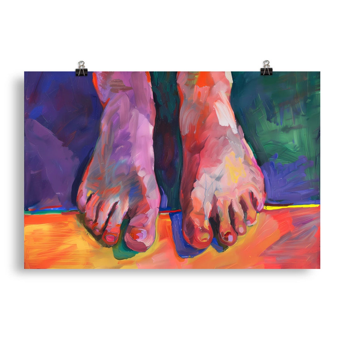 Feet Painting Poster Abstract Pop Art Foot Artsy Home Decor Boho Style ...