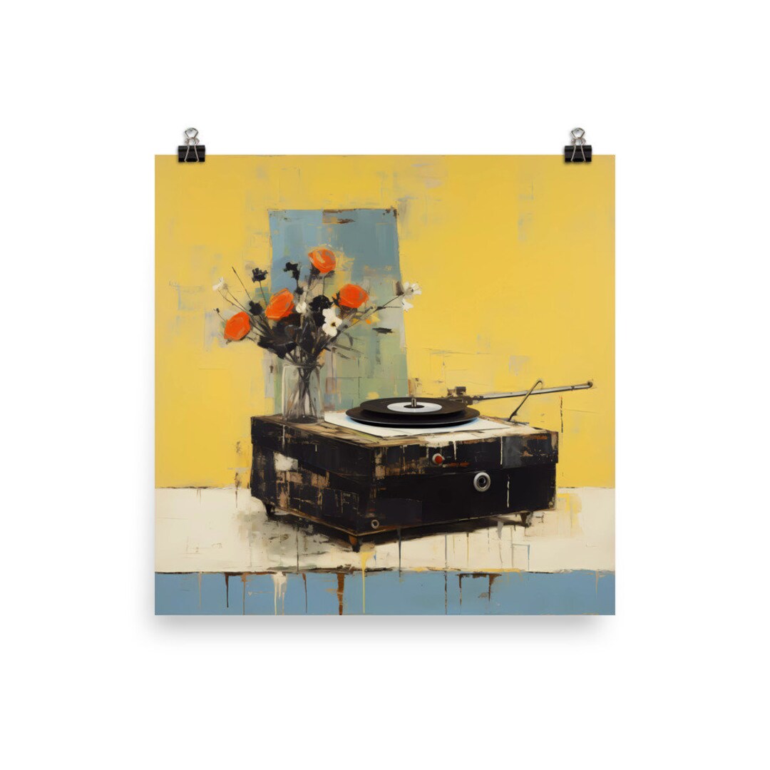 Abstract Vintage Record Player Poster Boho Wall Art Retro Home Decor ...