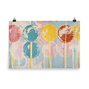 Abstract Candy Painting Poster Print Lollipop Wall Art Pastel Colors ...
