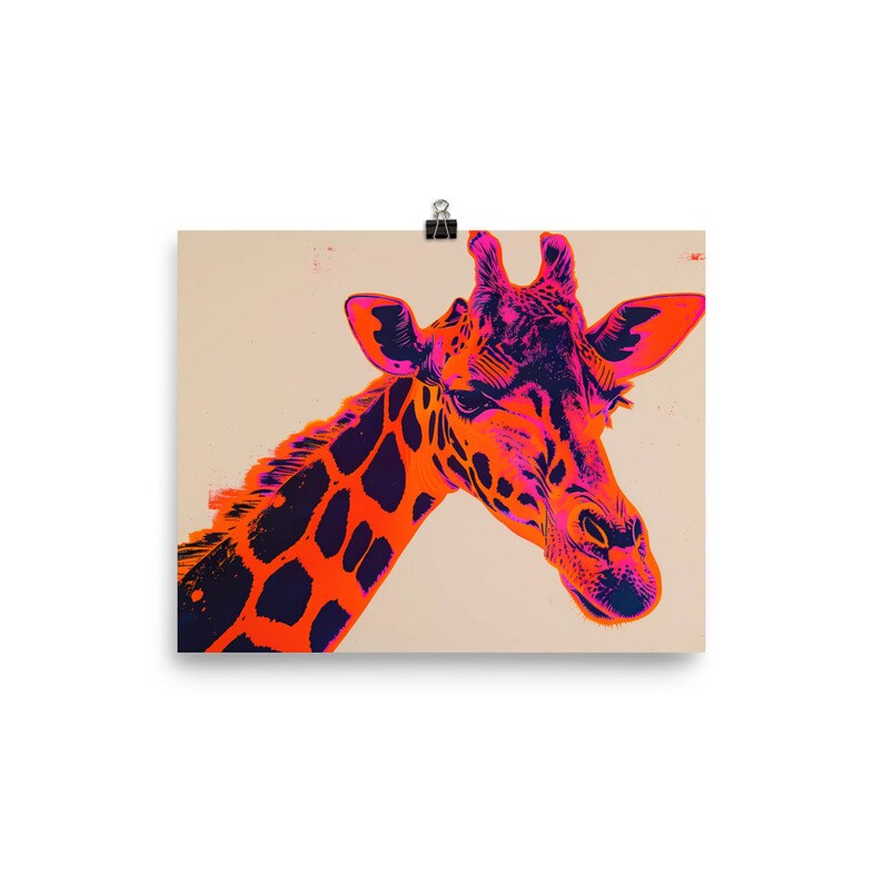 Giraffe Poster Print Zoo Animal Kids Room Decor Maximalist Design Fun ...