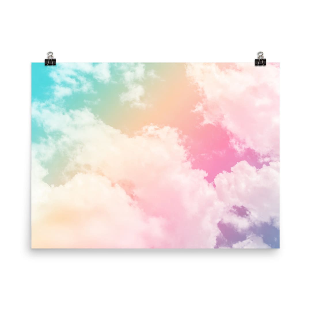 Rainbow Clouds Poster Cloud Print Nursery Home Decor Wall Art Sky ...