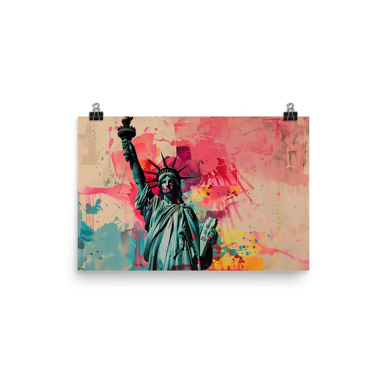 Abstract Statue of Liberty Poster Print Painting Wall Art Landmark New ...