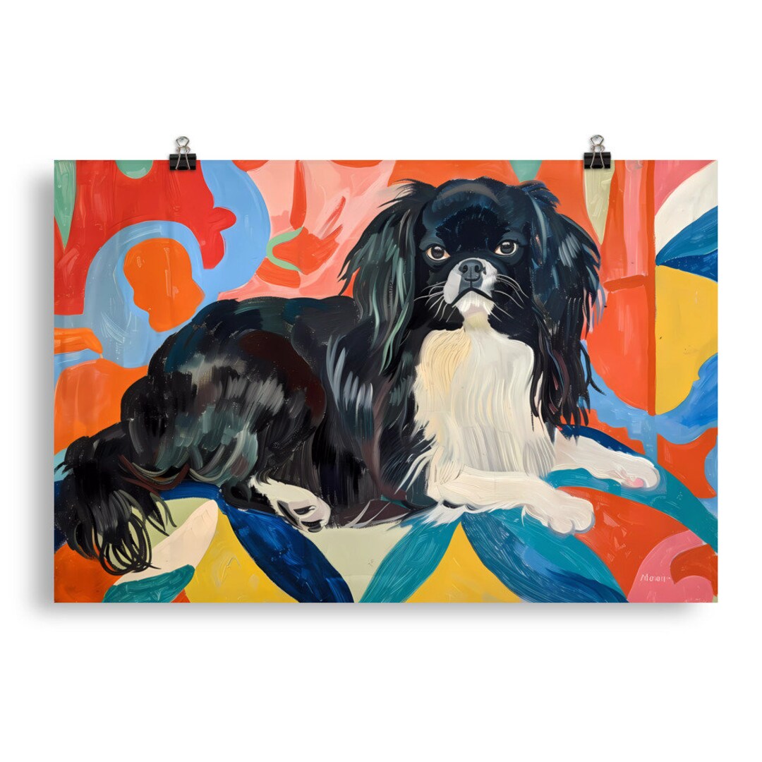 Pekingese Abstract Painting Print Poster Dog Wall Art Pet Boho Home ...