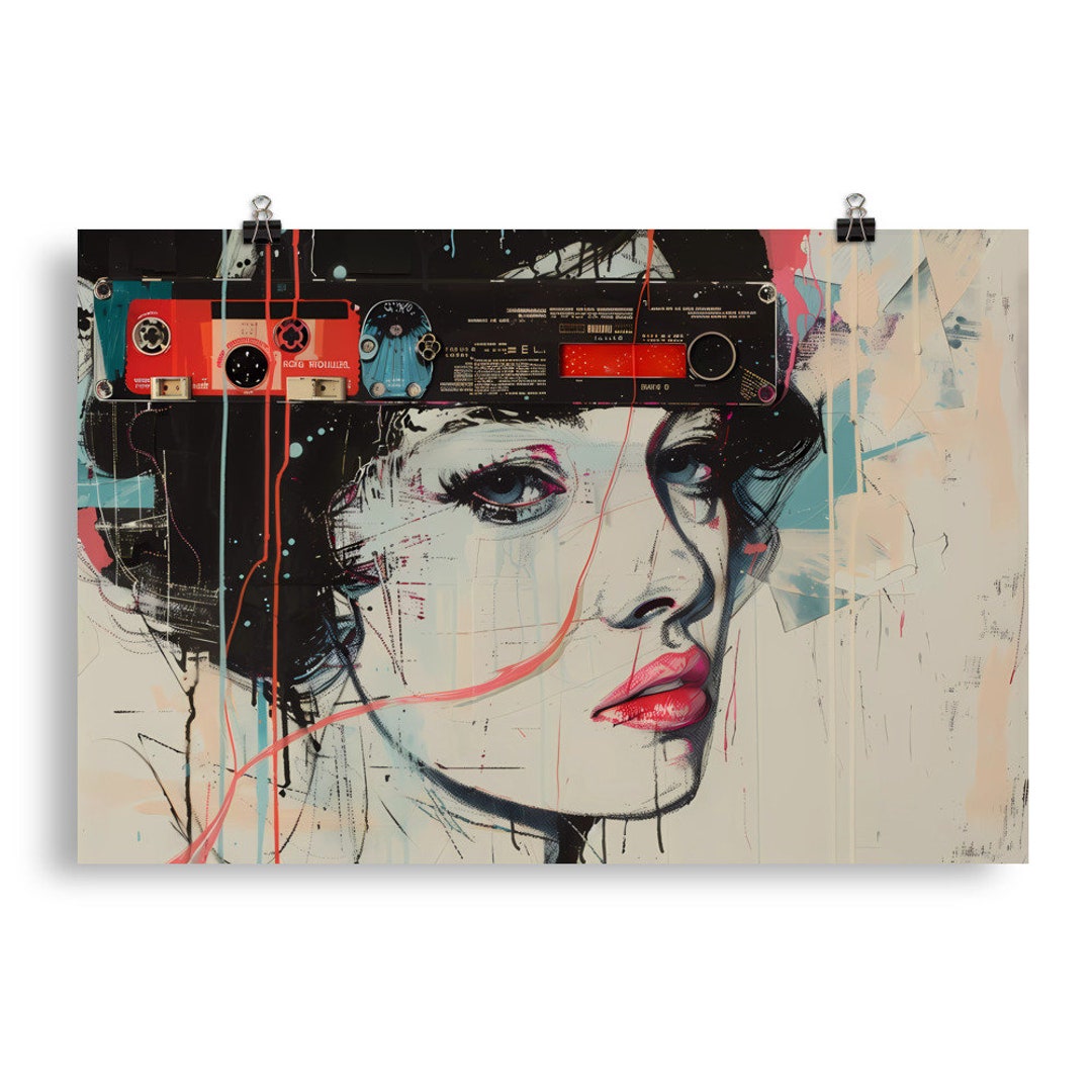 Abstract Female Art Poster Print Woman Wall Art Painting Maximalist ...