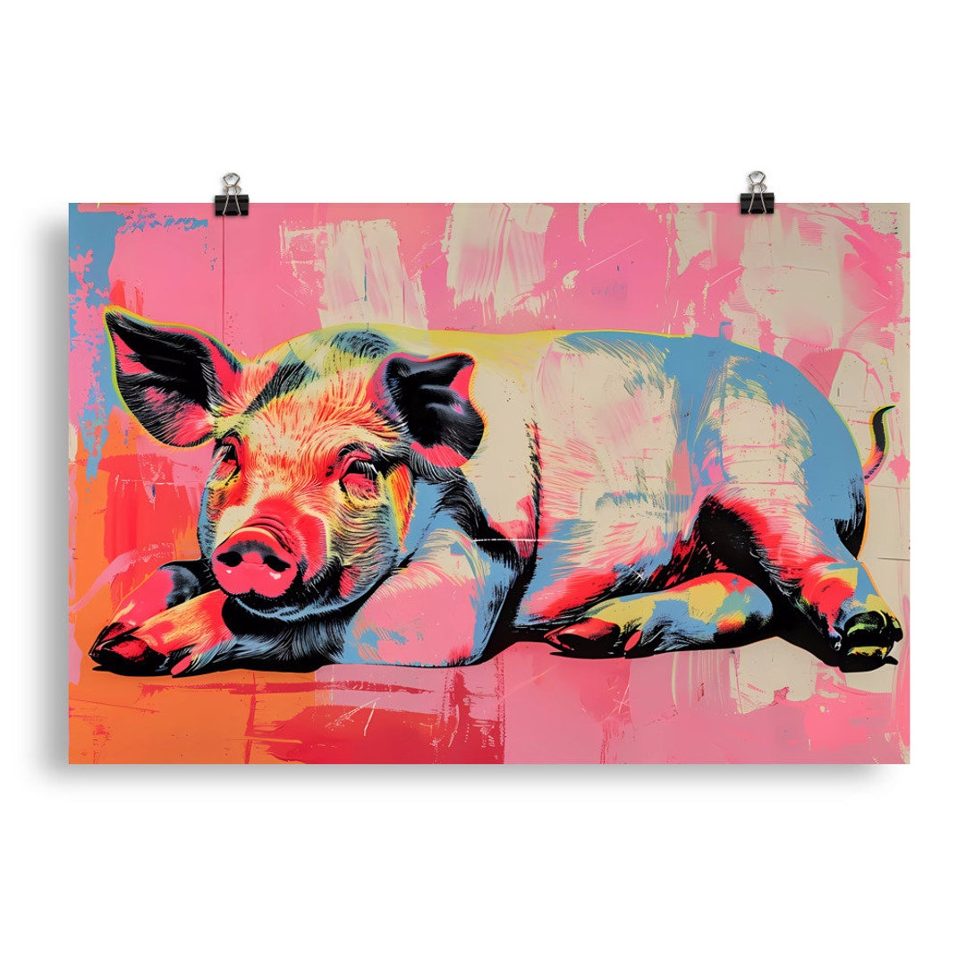 Abstract Pig Painting Poster Print Farm Animal Kids Room Decor ...