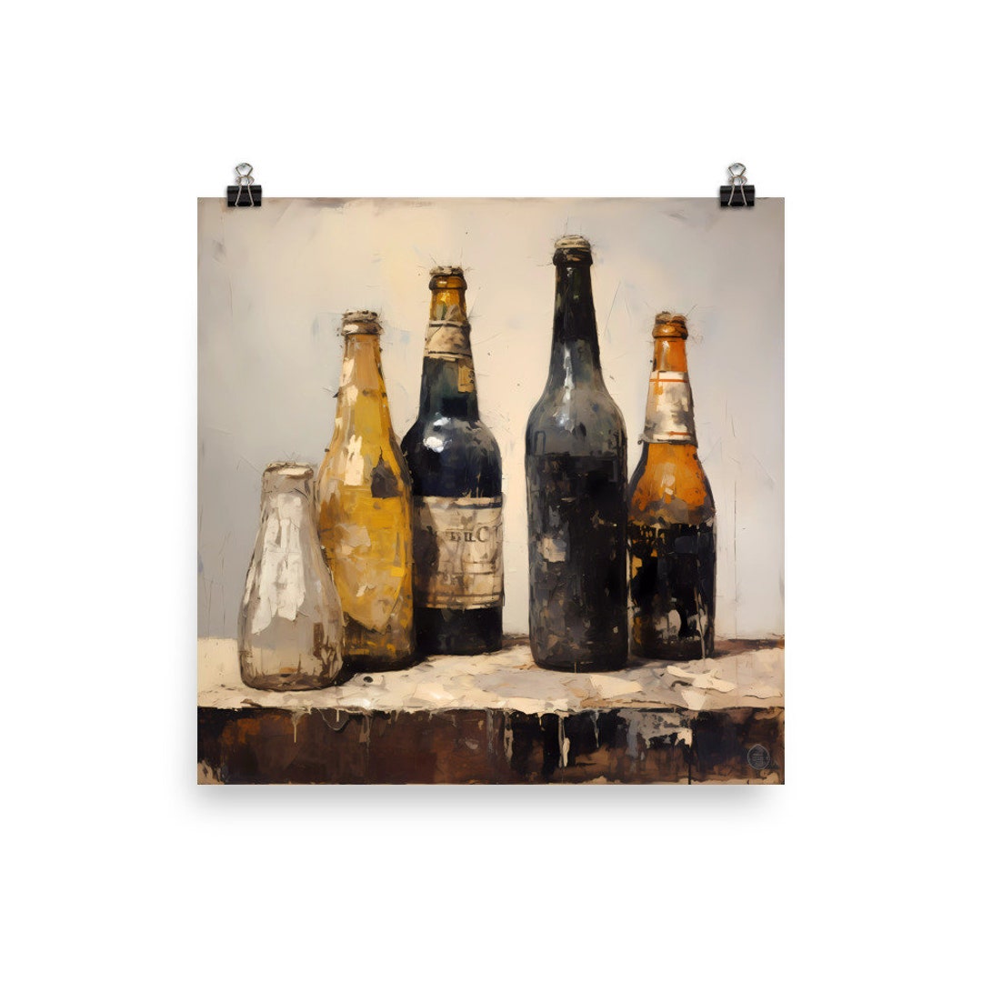 Beer Bottle Abstract Painting Print Poster Bar Wall Art Restaurant ...