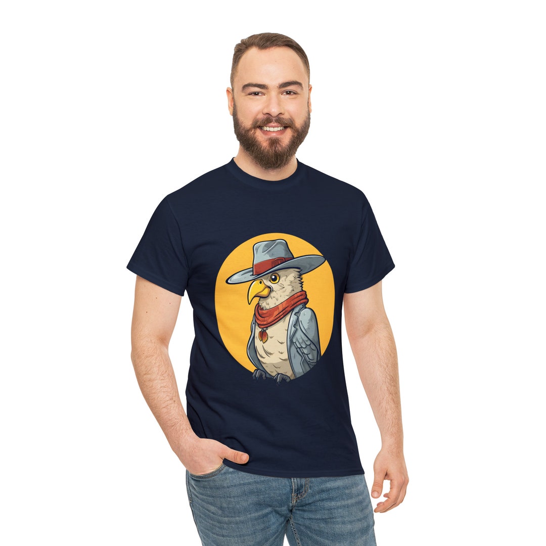 Cowboy Cockatiel Wearing a Stetson Hat Unisex Heavy Cotton Tee Multiple ...