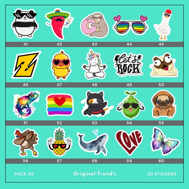 100 Sticker Design Pack, Digital Sticker Pack, Sticker Pack, Sticker ...
