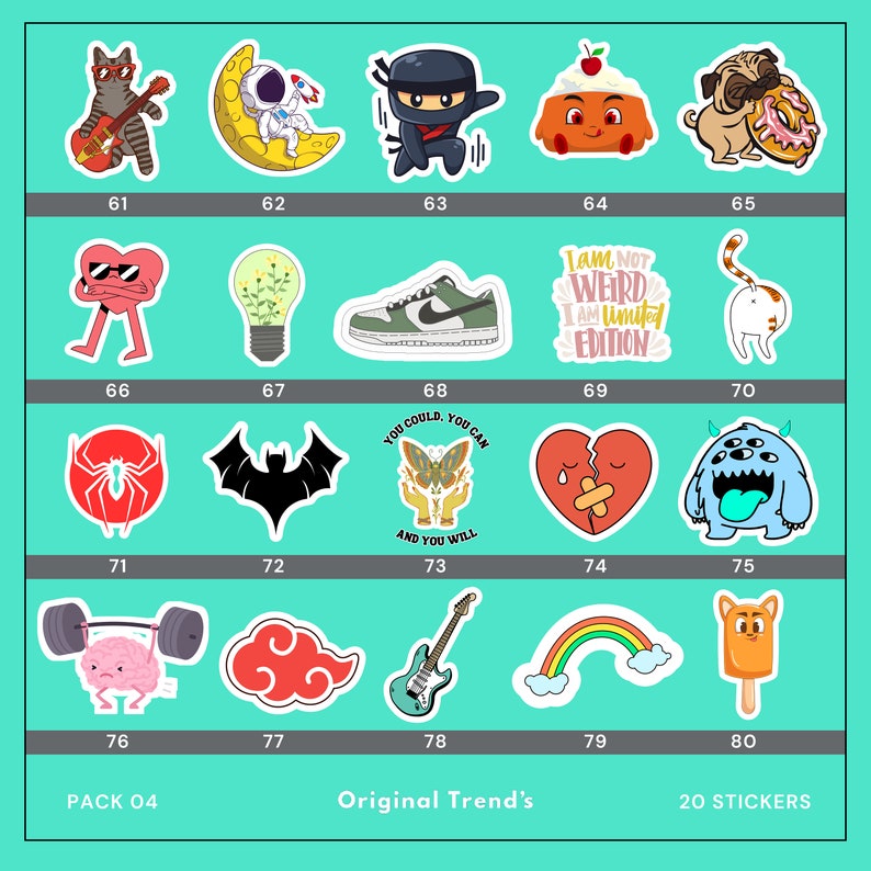 100 Sticker Design Pack, Digital Sticker Pack, Sticker Pack, Sticker ...