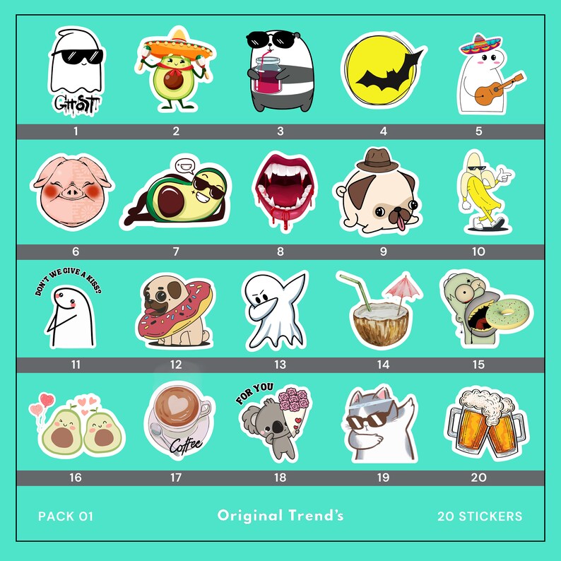 100 Sticker Design Pack, Digital Sticker Pack, Sticker Pack, Sticker ...