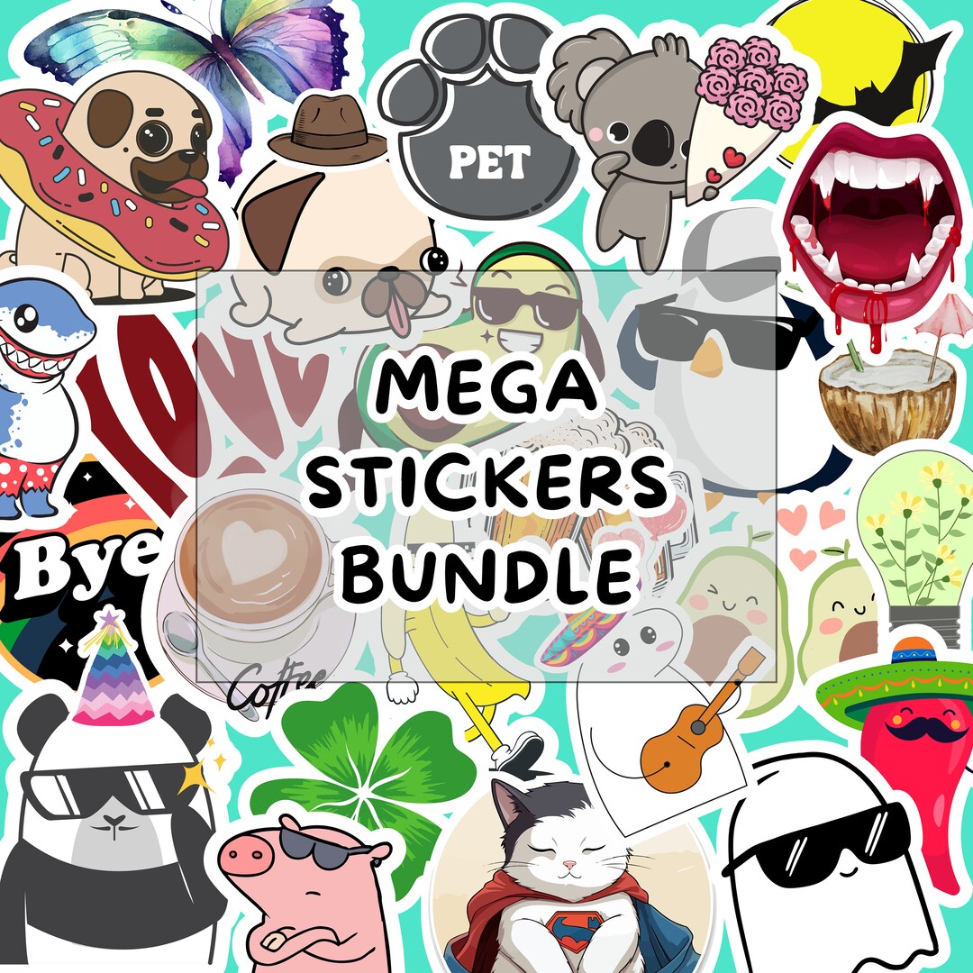100 Sticker Design Pack, Digital Sticker Pack, Sticker Pack, Sticker ...