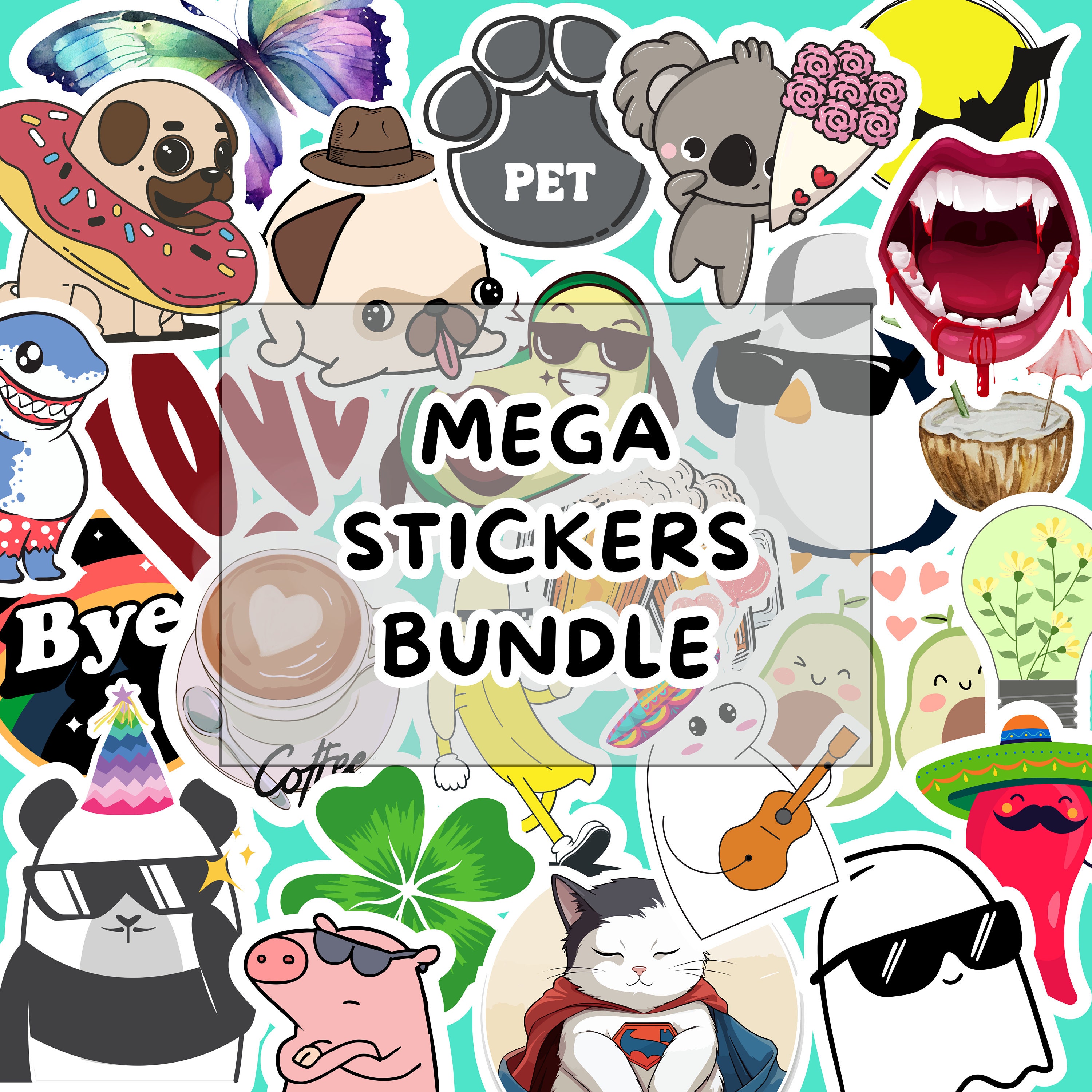 100 Sticker Design Pack, Digital Sticker Pack, Sticker Pack, Sticker ...