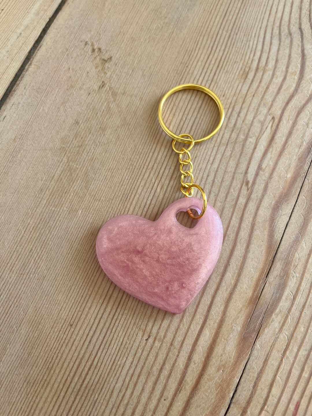 Epoxy Resin Heart Keychain | Heart Bag Charm - Etsy