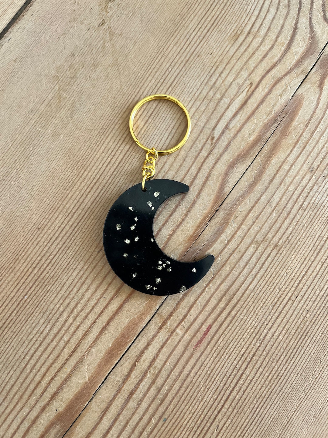 Moon Key Ring in Epoxy Resin Bag Charm - Etsy