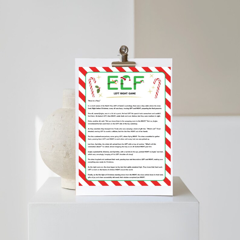 Christmas Elf Left Right Printable Christmas Party Game - Etsy