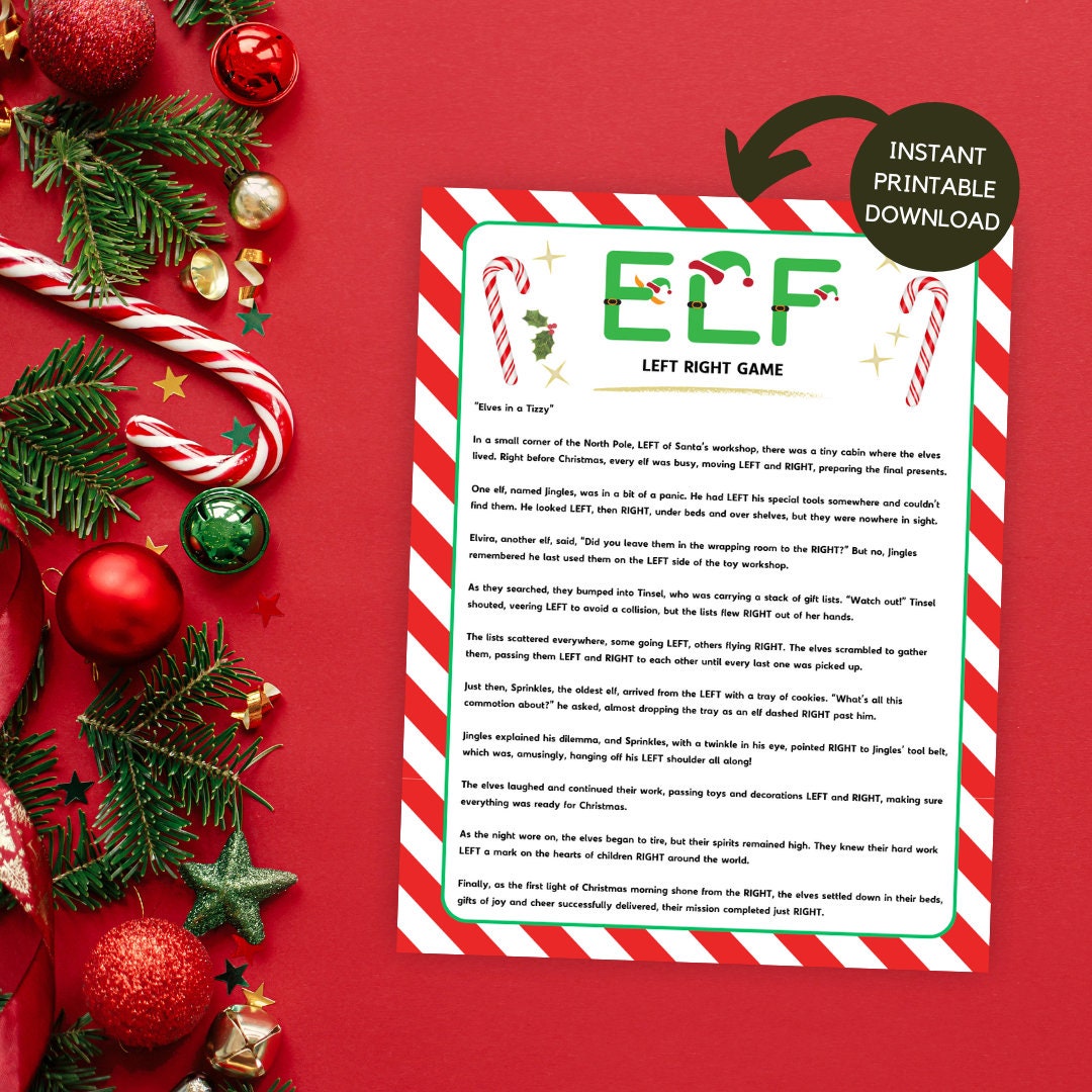 Christmas Elf Left Right Printable Christmas Party Game - Etsy
