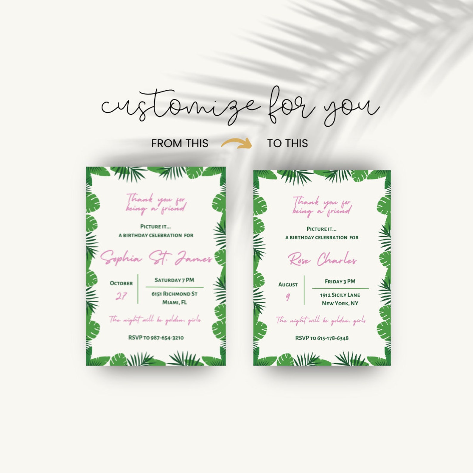 Golden Girls Birthday Invitation Template | Golden Girls Invitation ...