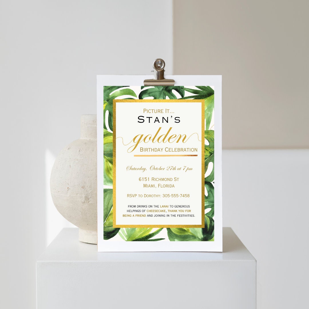 Golden Birthday Celebration Invitation Template | Golden Girls ...