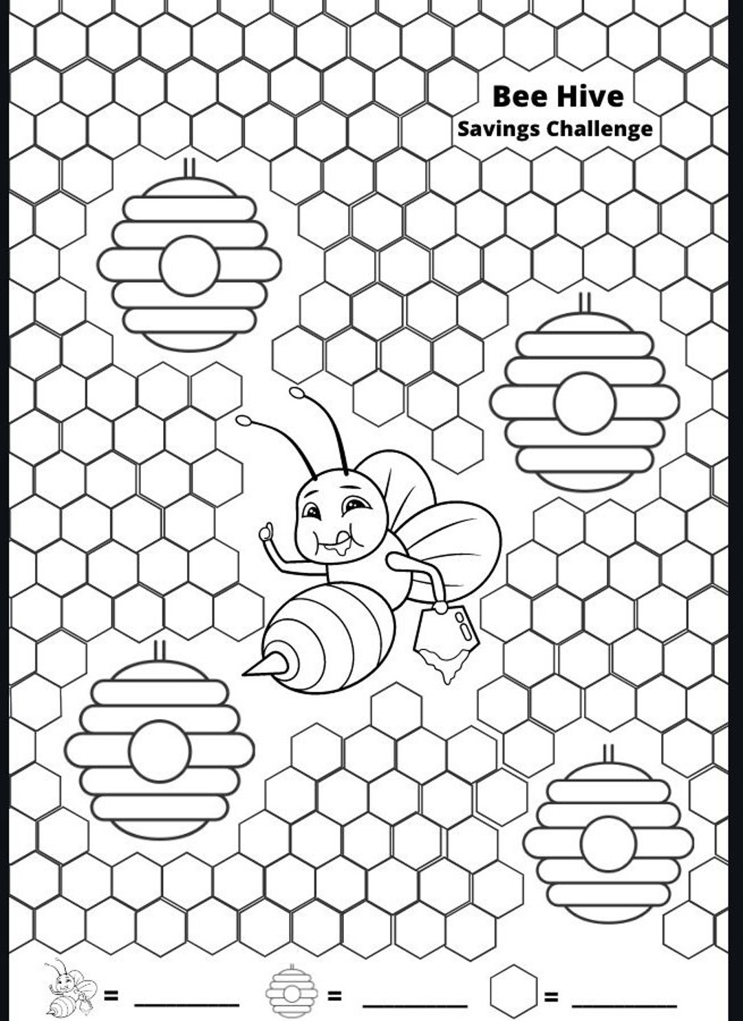 Bee Hive Savings Challenge Printable Digital Download Bee Hive Savings ...