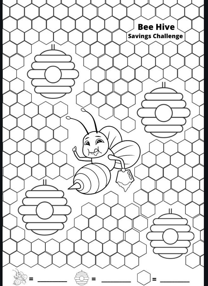 Bee Hive Savings Challenge Printable Digital Download Bee Hive Savings ...