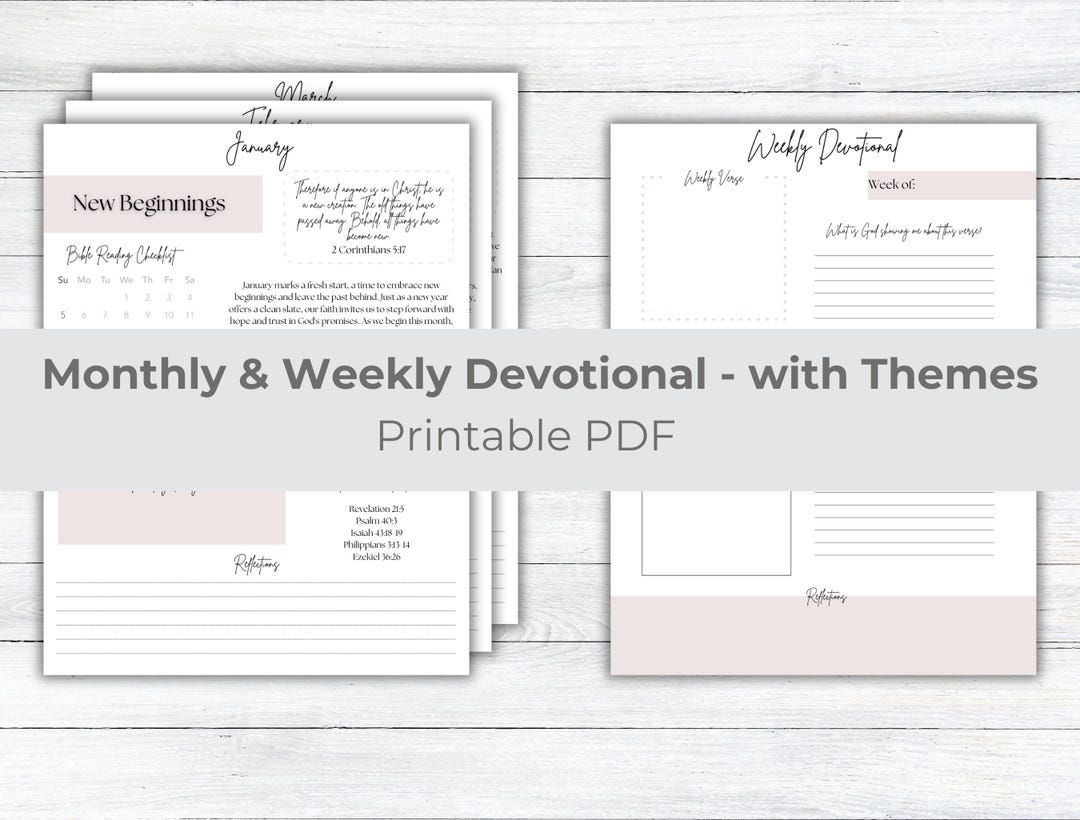 Monthly Devotional Printable With Themes - Etsy