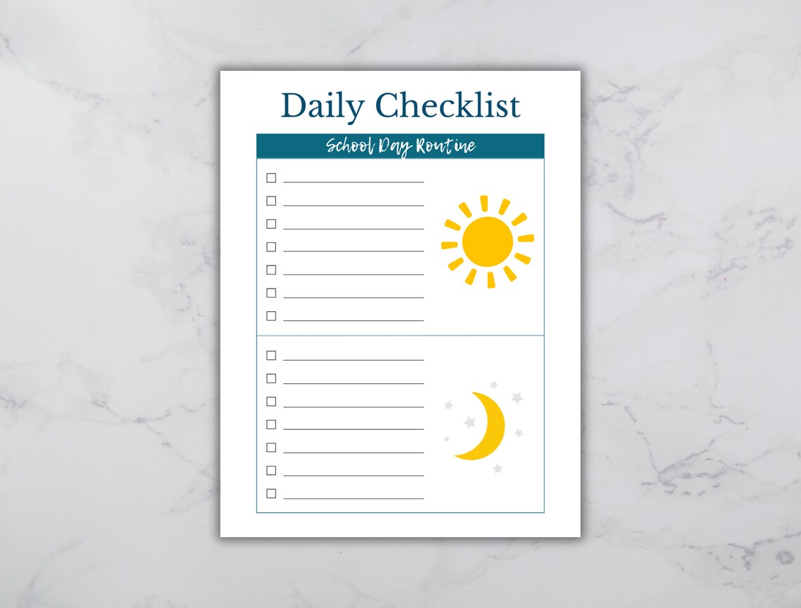 Children's Fillable Checklists Chore List and Daily Routine - Etsy