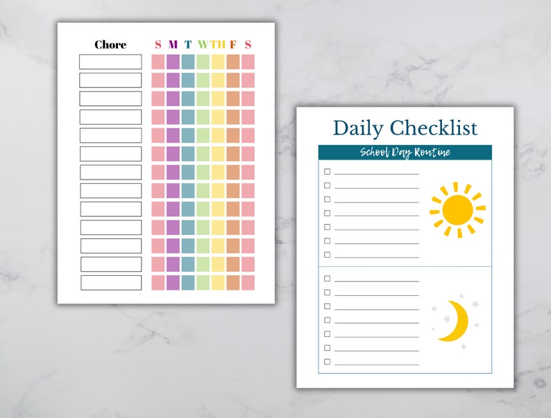 Children's Fillable Checklists Chore List and Daily Routine - Etsy
