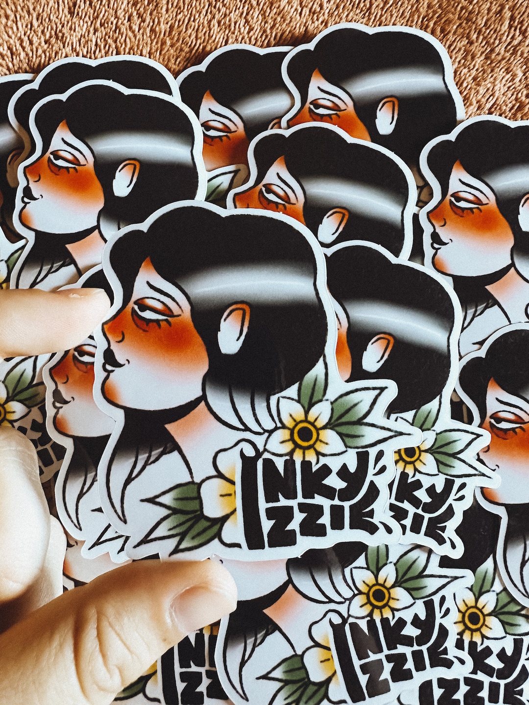 American Traditional Lady Head Vinyl Sticker - Etsy