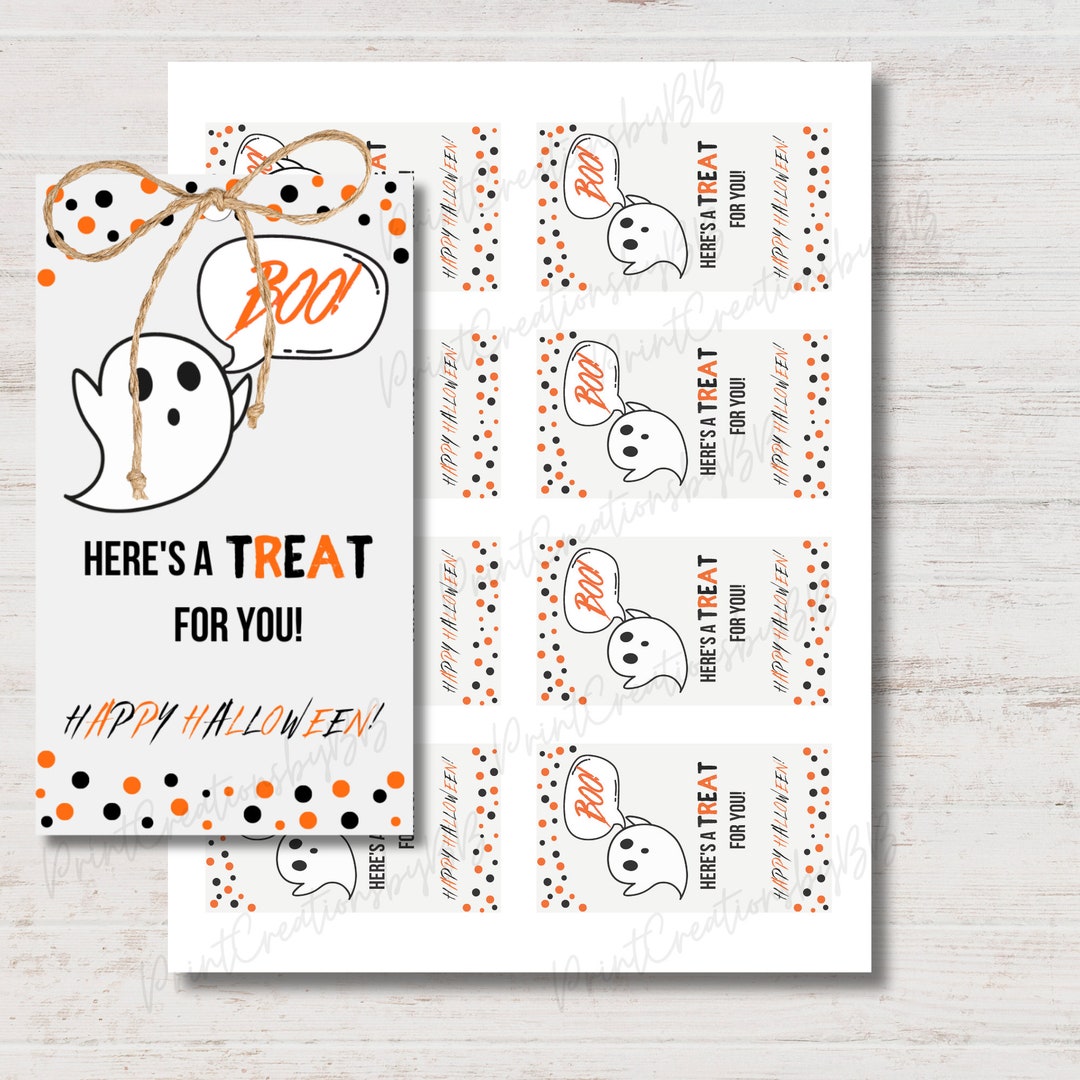 Printable Boo Here's A Treat for You Tag | Happy Halloween Gift Tag - Etsy