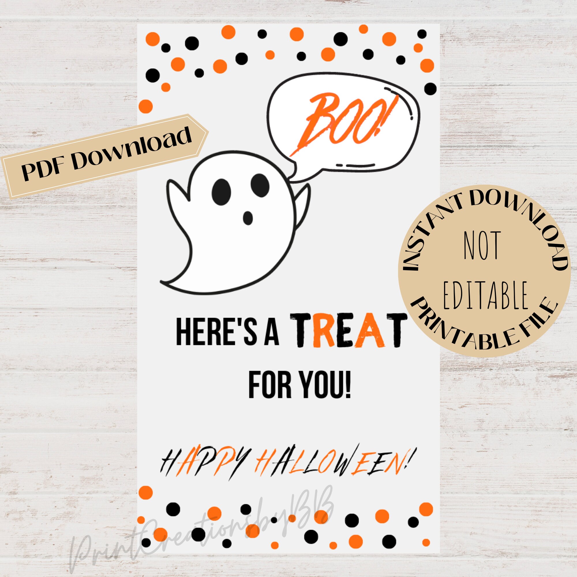 Printable Boo Here's A Treat for You Tag | Happy Halloween Gift Tag - Etsy