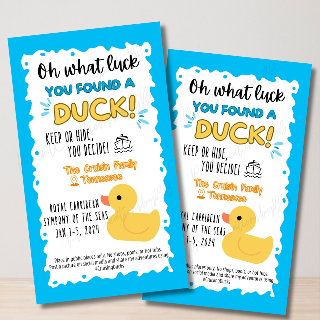 Cruising Duck Tag | You Found A Duck Tag | Cruise Ship Game | Duck ...