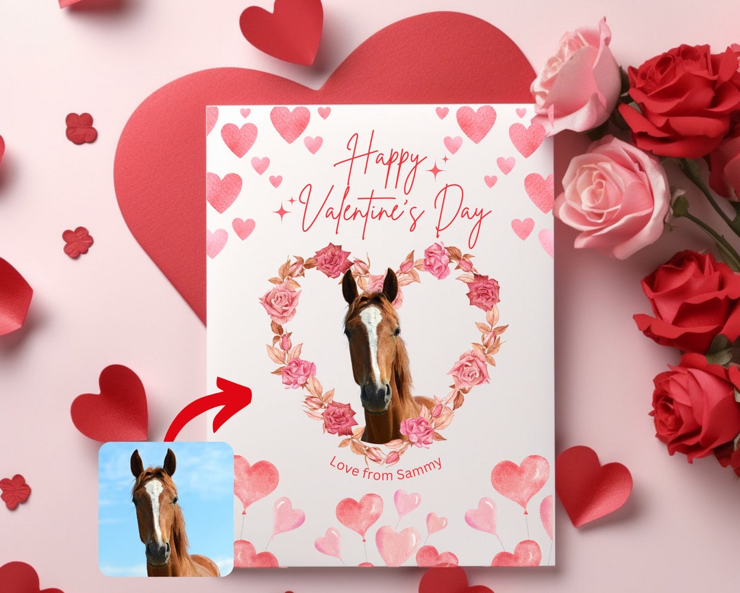 Personalised Horse Valentine's Day Card, Horse Card, Custom Horse Owner ...