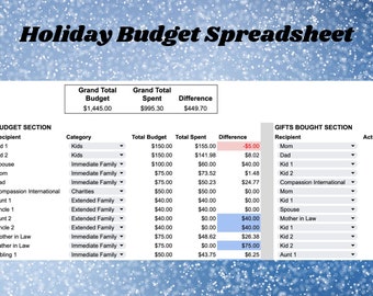 Holiday Budget Tracker Spreadsheet Google Sheets Digital Download - Etsy