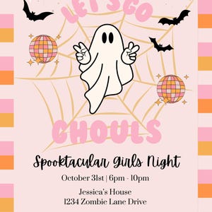 Editable Let's Go Ghouls Party Invitation Template, Printable Halloween ...