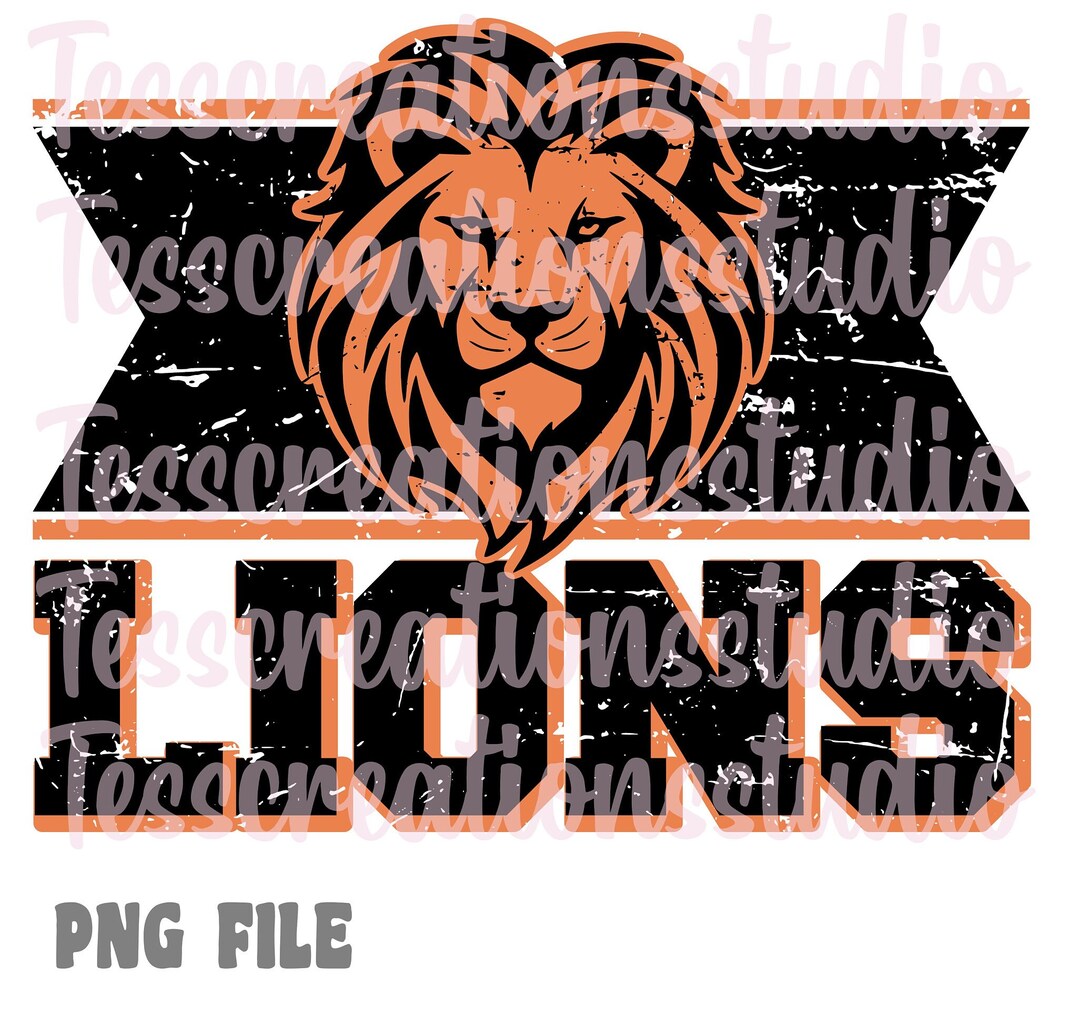 Orange and Black Lions, Lions Mascot, Vintage Lion, Distressed Lion - Etsy