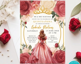 Red Roses Red Dress Invitation - Etsy
