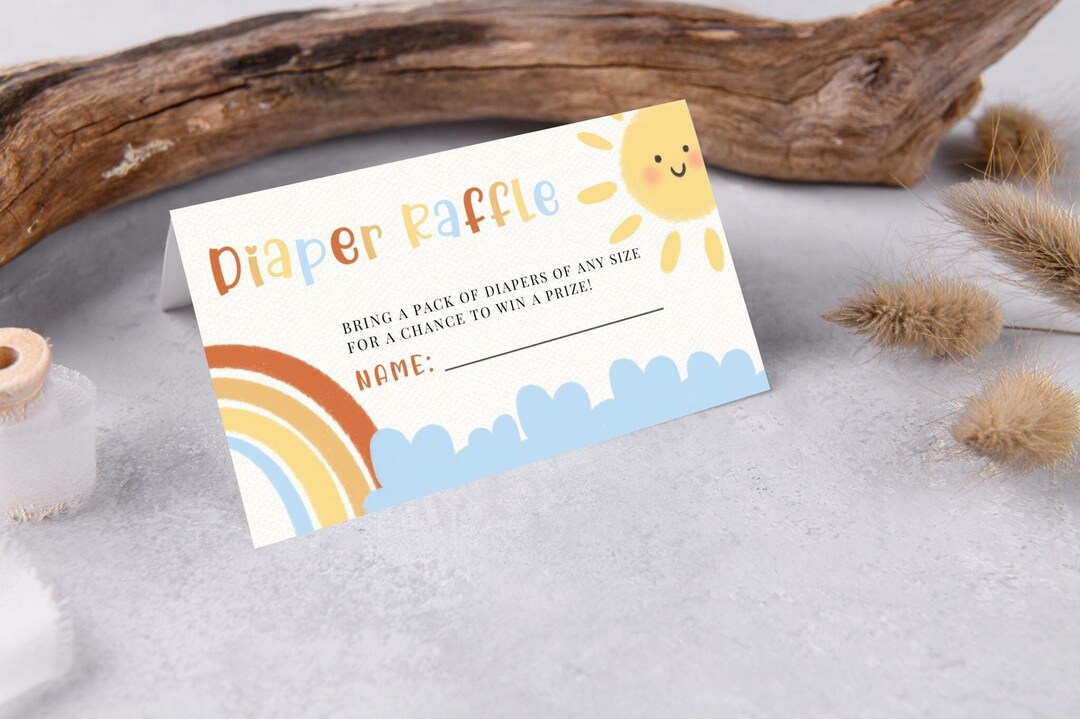 Diaper Raffle Template, Here Comes the Sun Baby Shower Diaper Raffle ...