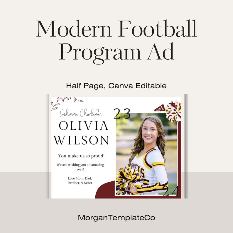 Modern Cheerleader Program Ad - Etsy