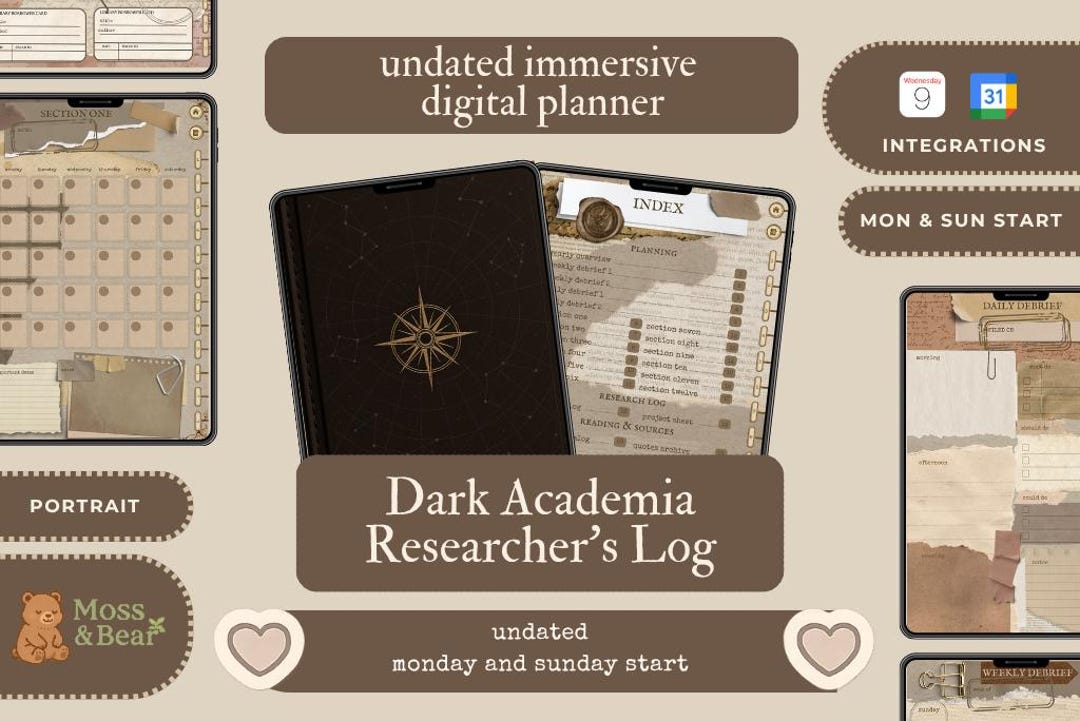 Dark Academia Digital Planner: Immersive A4 Academic Organizer ...