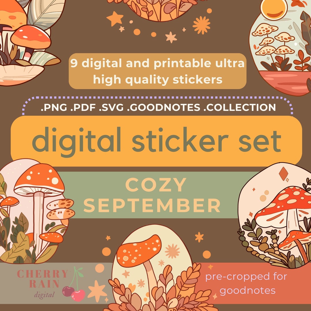 Digital Sticker Set - Cozy September - Precut for Goodnotes - PNG - SVG ...